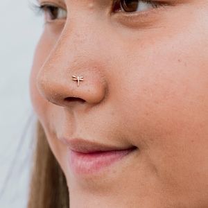 Dragonfly Nose Stud, Solid 14k Gold Insect Jewelry, Dragonfly Wings ...