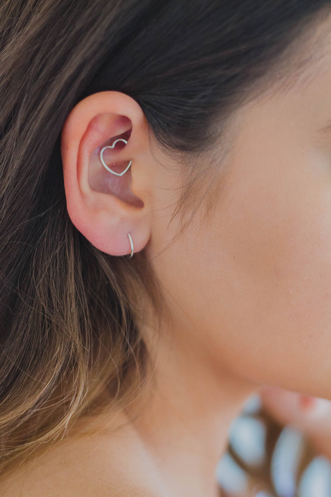 Open Heart Ear Cuff 18g Heart Cartilage Earring Love Heart | Etsy