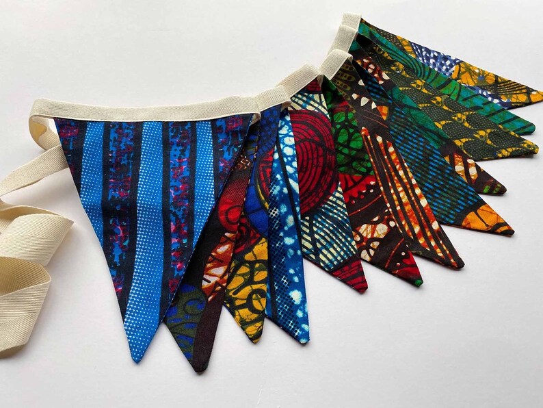 East African Wax Print Bunting Flags Garland - Etsy