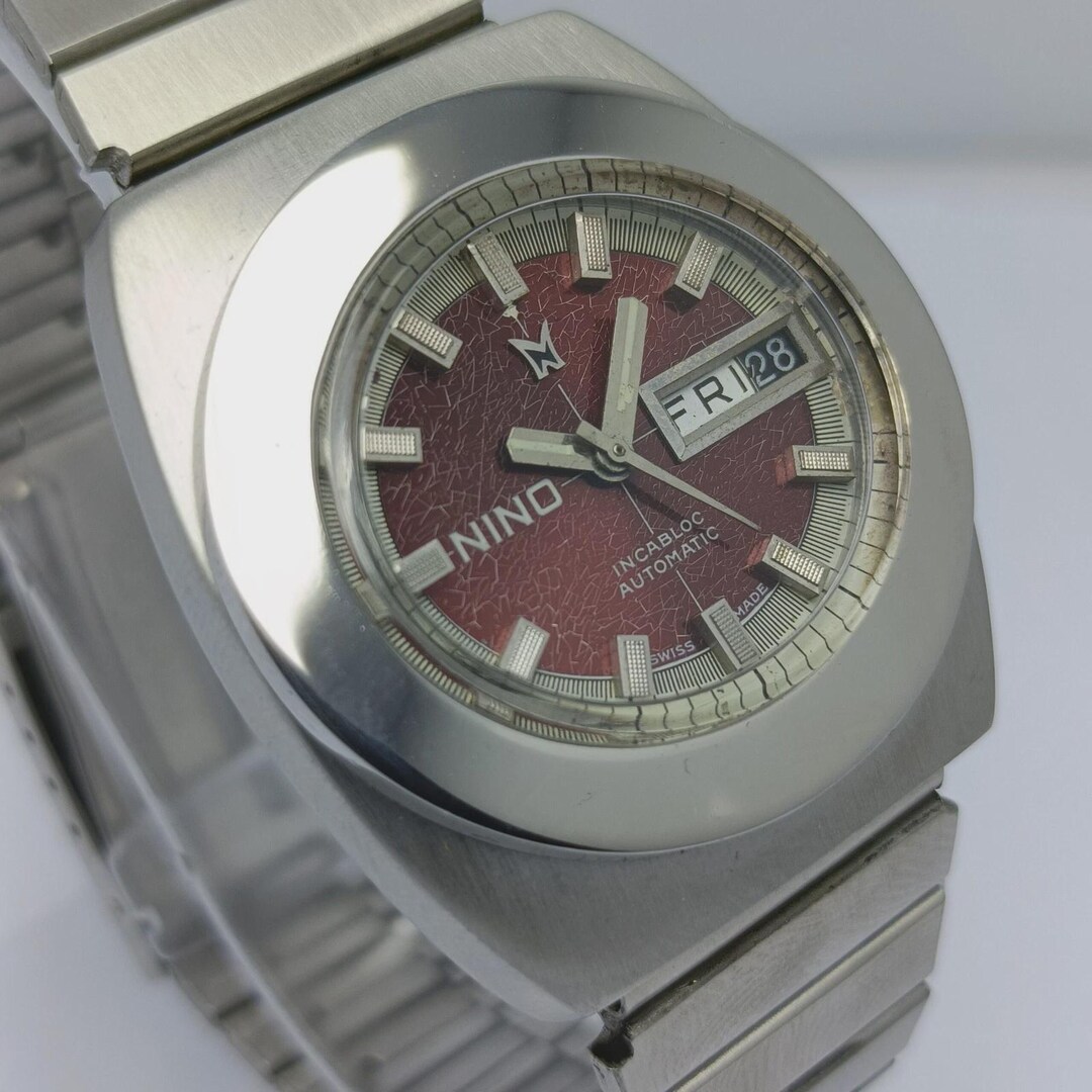 Nino N14 Incabloc Automatic Day/date Maroon Dial Vintage Men’s Watch - Etsy