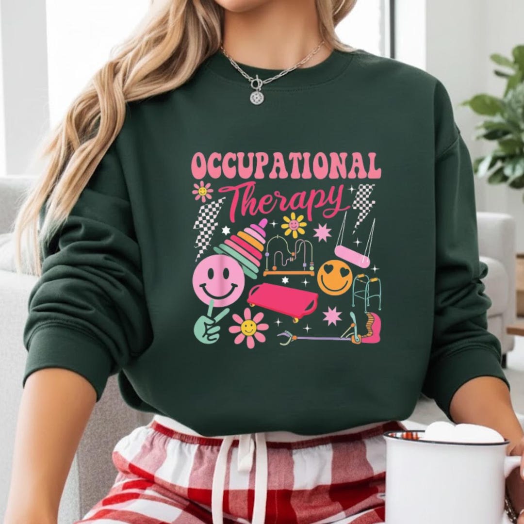 Occupational Therapy Retro Smiley Design Sweatshirt, Pediatric OT Gift ...