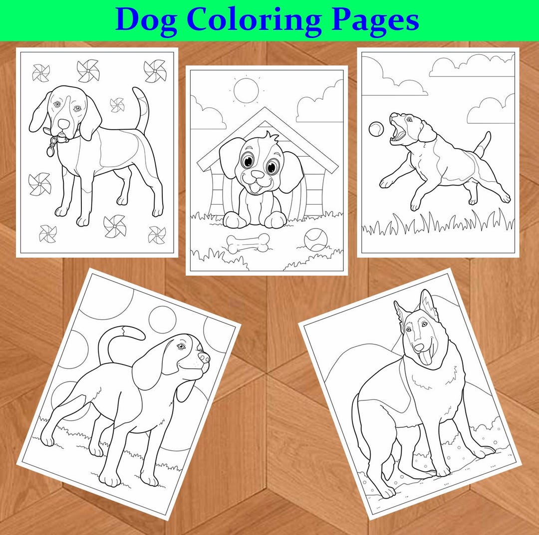 Dog Coloring Pages | Printable PDF | 83 Pages | Fun Puppy Art Activity ...