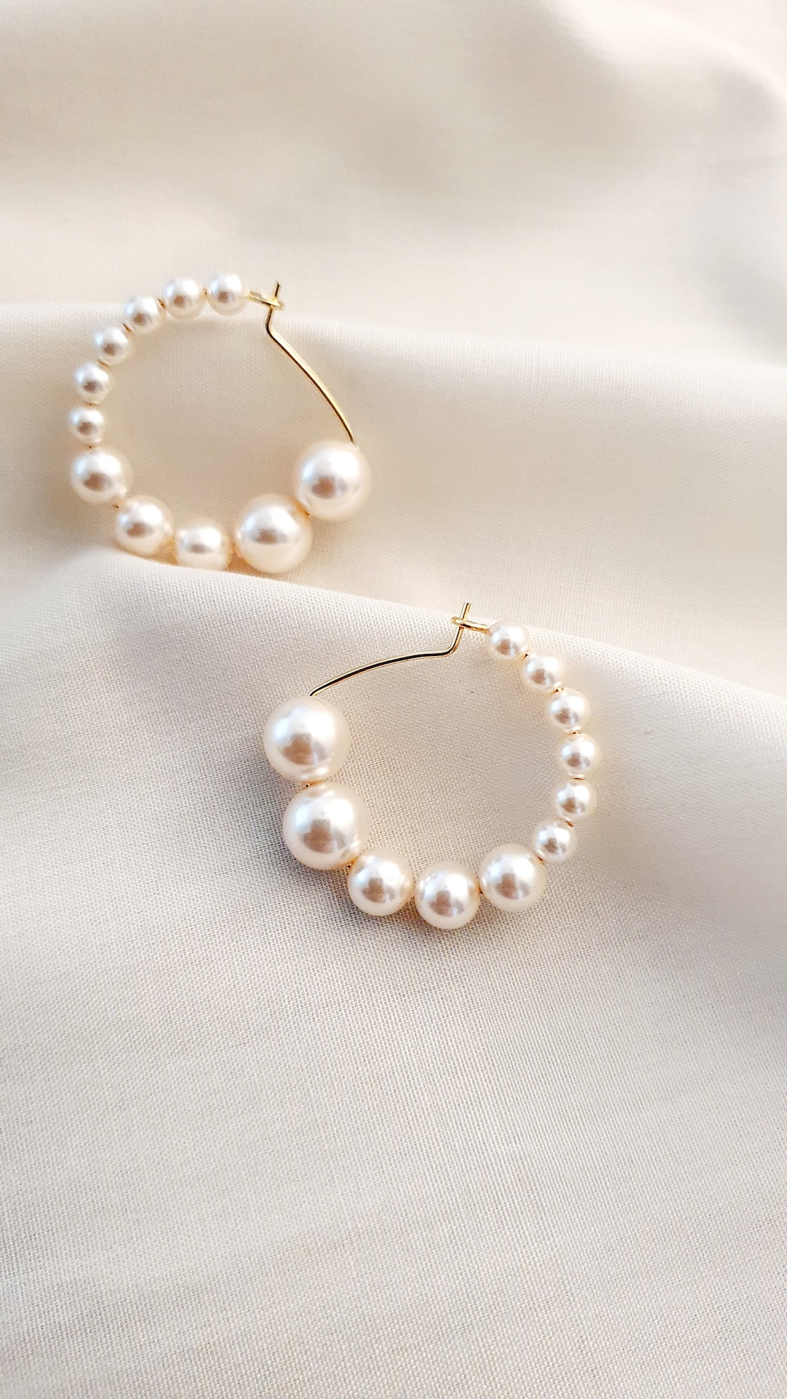 Pearl Hoops Statement Pearl Hoops 18k Gold Hoops Pearl - Etsy