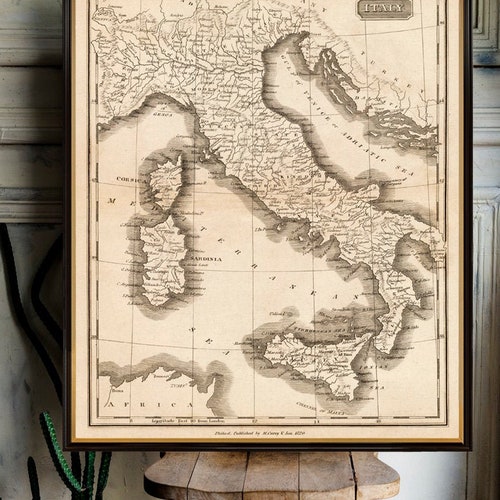 Old Map of Italy Fine Print Historical Map Restored - Etsy