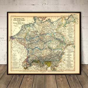 Germany Map Historical Map Reproduction on Paper or Canvas - Etsy