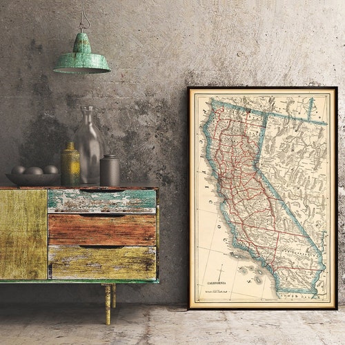 California State Wall Map Large Print Poster | Etsy India