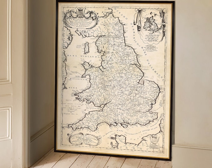 Vintage Maps - England Map - Old Map - Rustic World Map -vintage Poster ...