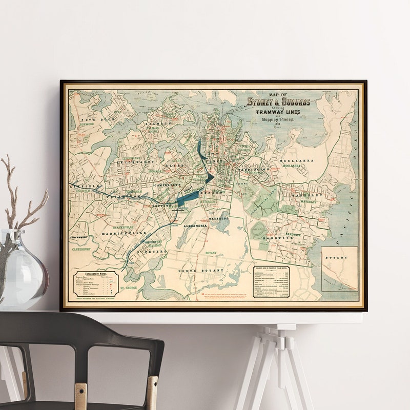 Sydney Map Old - Etsy UK