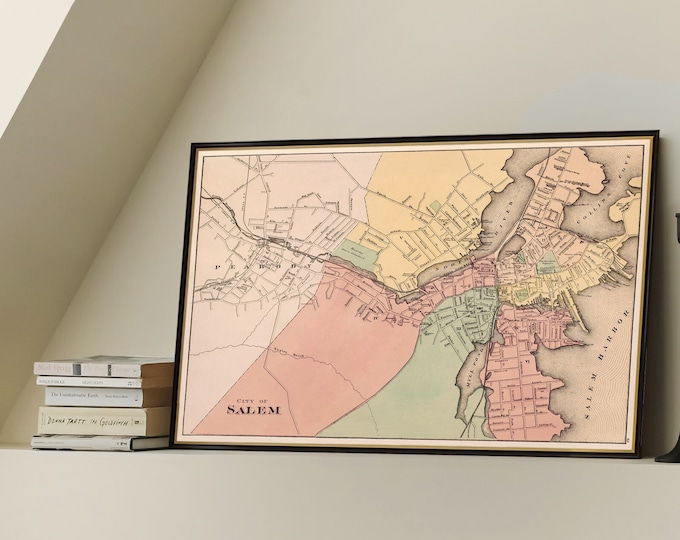 Old 1692 Salem MA Map 1866 Massachusetts Puritans Poster - Etsy