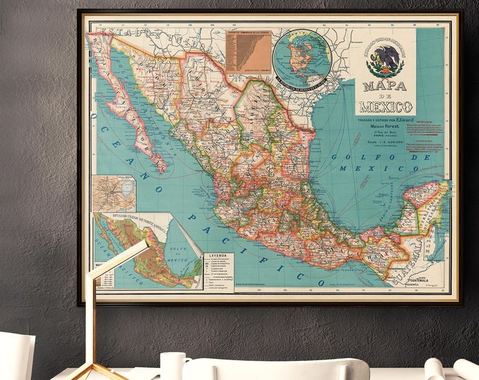 Mexico Wall Map Poster - Etsy