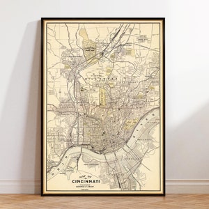 Cincinnati Map, Old Map of Cincinnati Fine Reproduction, Historical Map ...