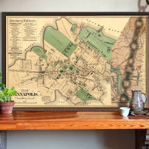 Old Map of Annapolis maryland Old City Plan Restored - Etsy