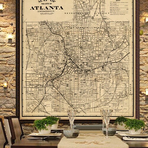 Map of Atlanta Old Map Restored Archival Fine Print of - Etsy