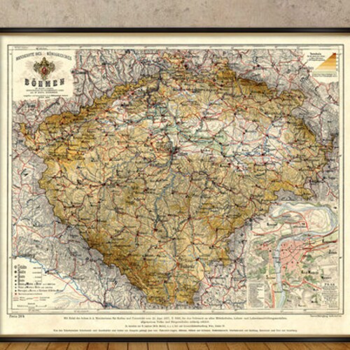 Bohemia Map czech Republic Vintage Map Print on Paper or - Etsy