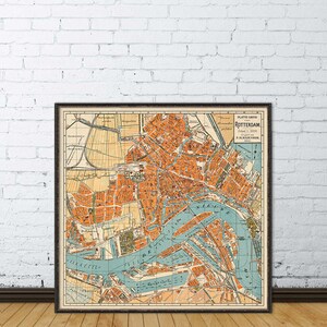 Rotterdam Map Old Map Reproduction Vintage City Plan, Large Map on ...