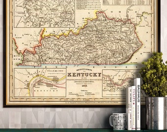 Kentucky 1814 State Map Carey Old Map Reprint - Etsy