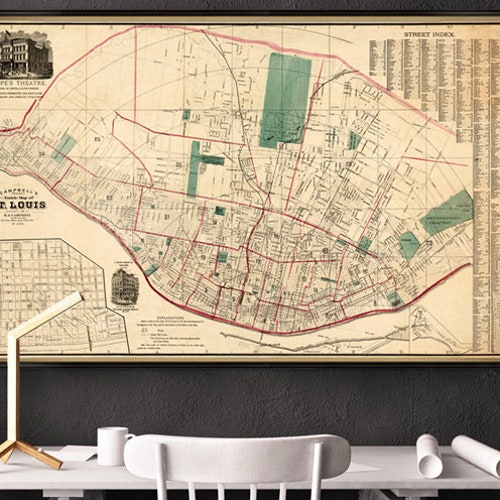 1895 Saint Louis Missouri Map Vintage Map of St Louis MO | Etsy