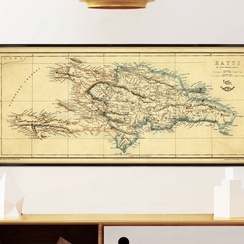 Vintage Map of Haiti Old Map Print Available on Paper or - Etsy