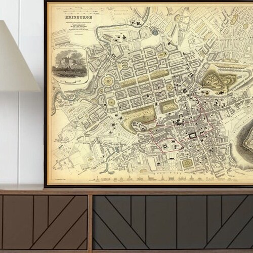 Vintage Map of Edinburgh Old City Map From 1843 Auld Reekie - Etsy