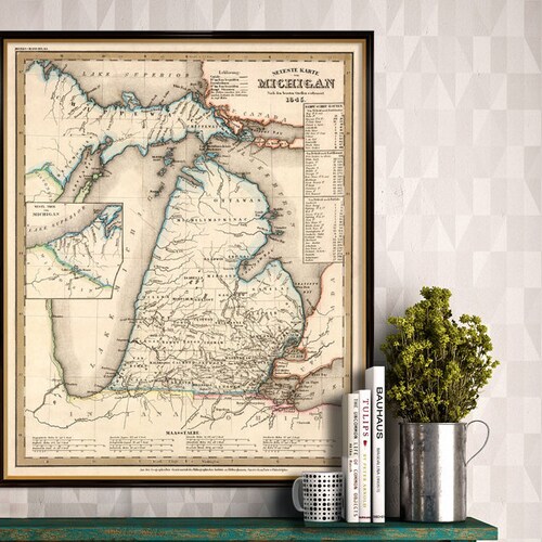 Old Map of Michigan Historical Map Restored Wall Map Print - Etsy