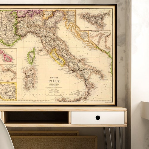 Old Map of Italy Fine Print Historical Map Restored - Etsy