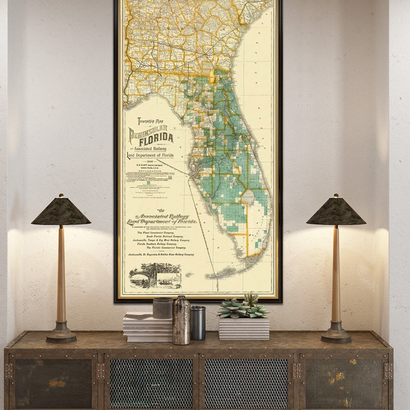 Old Florida Map - Etsy