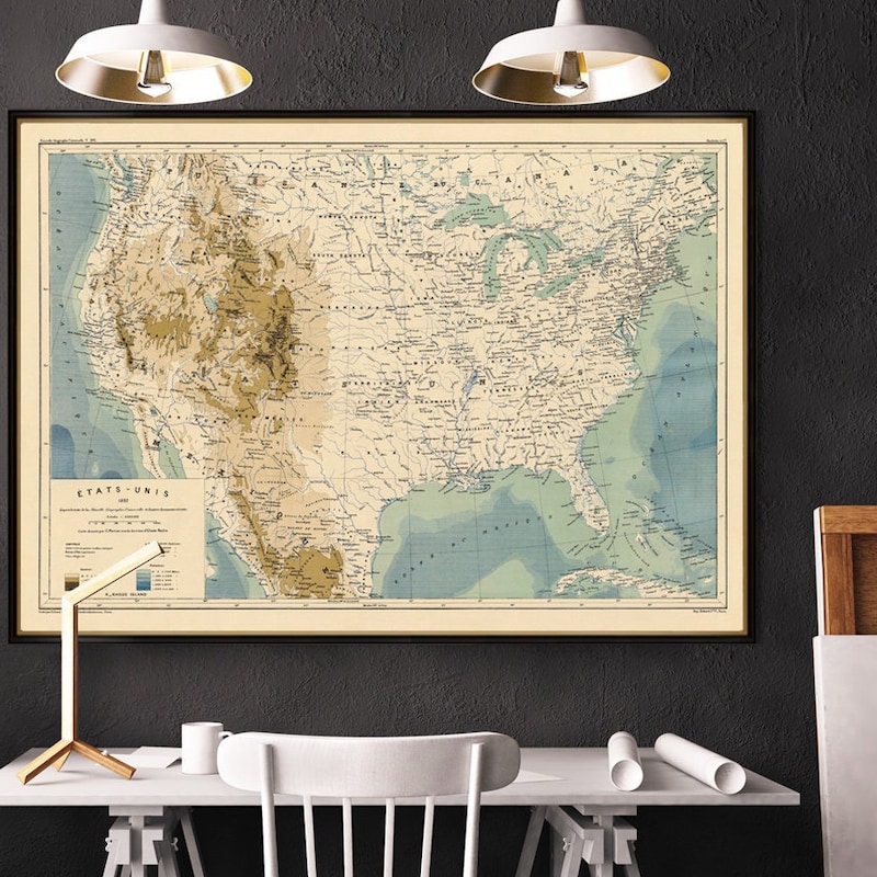 Vintage Usa Map - Etsy