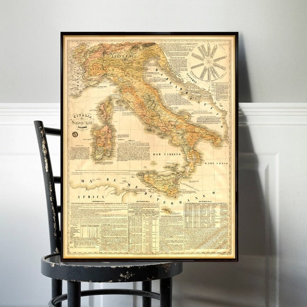 Large Map of Italy Poster - Etsy UK