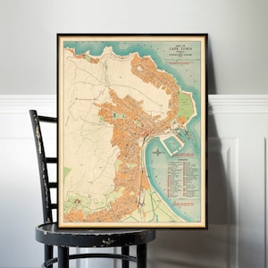 Vintage Style Map of Cape Town, Old City Plan Restored, Large Wall Map ...