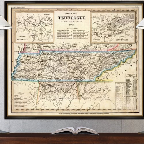 Tennessee Map Vintage Map of Tennessee Fine Print on Paper - Etsy