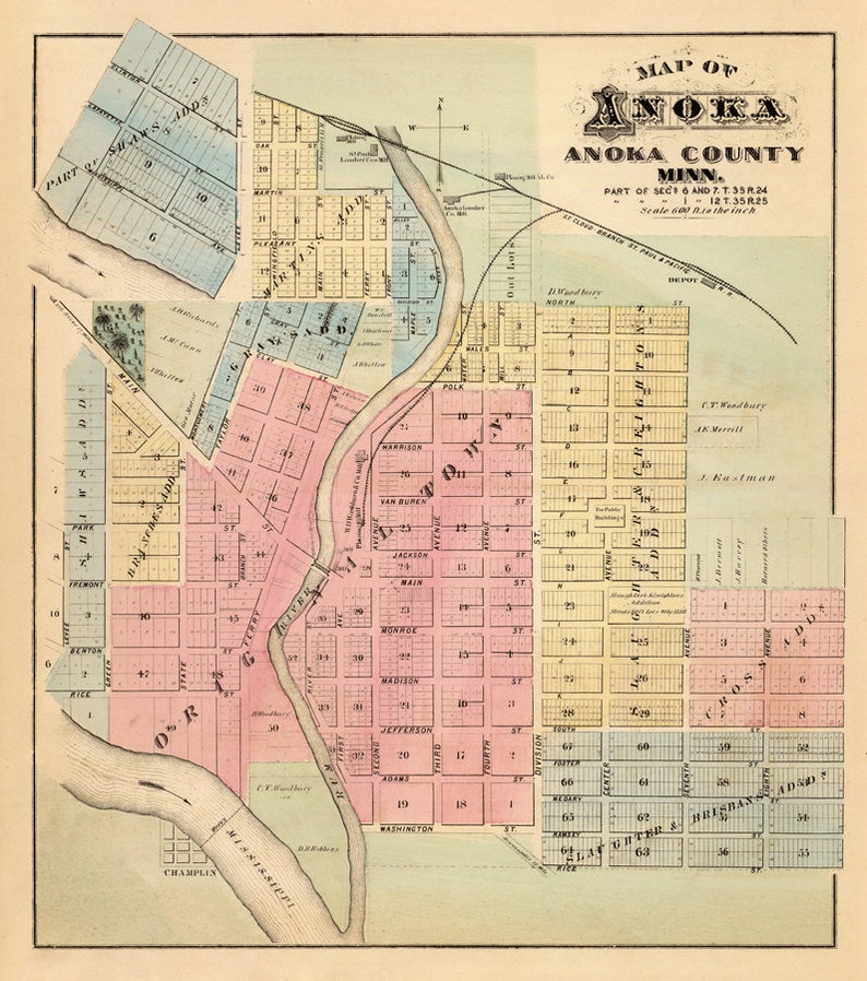 Anoka Map minn. Print on Paper or Canvas - Etsy