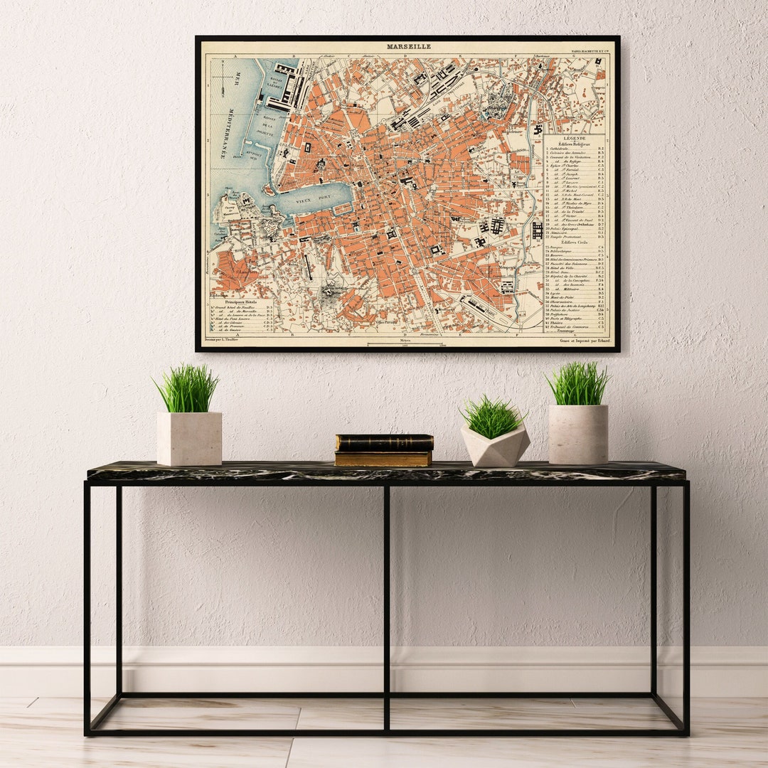 Vintage Map of Marseille | Old City Plan From 1888 | French Cartography ...