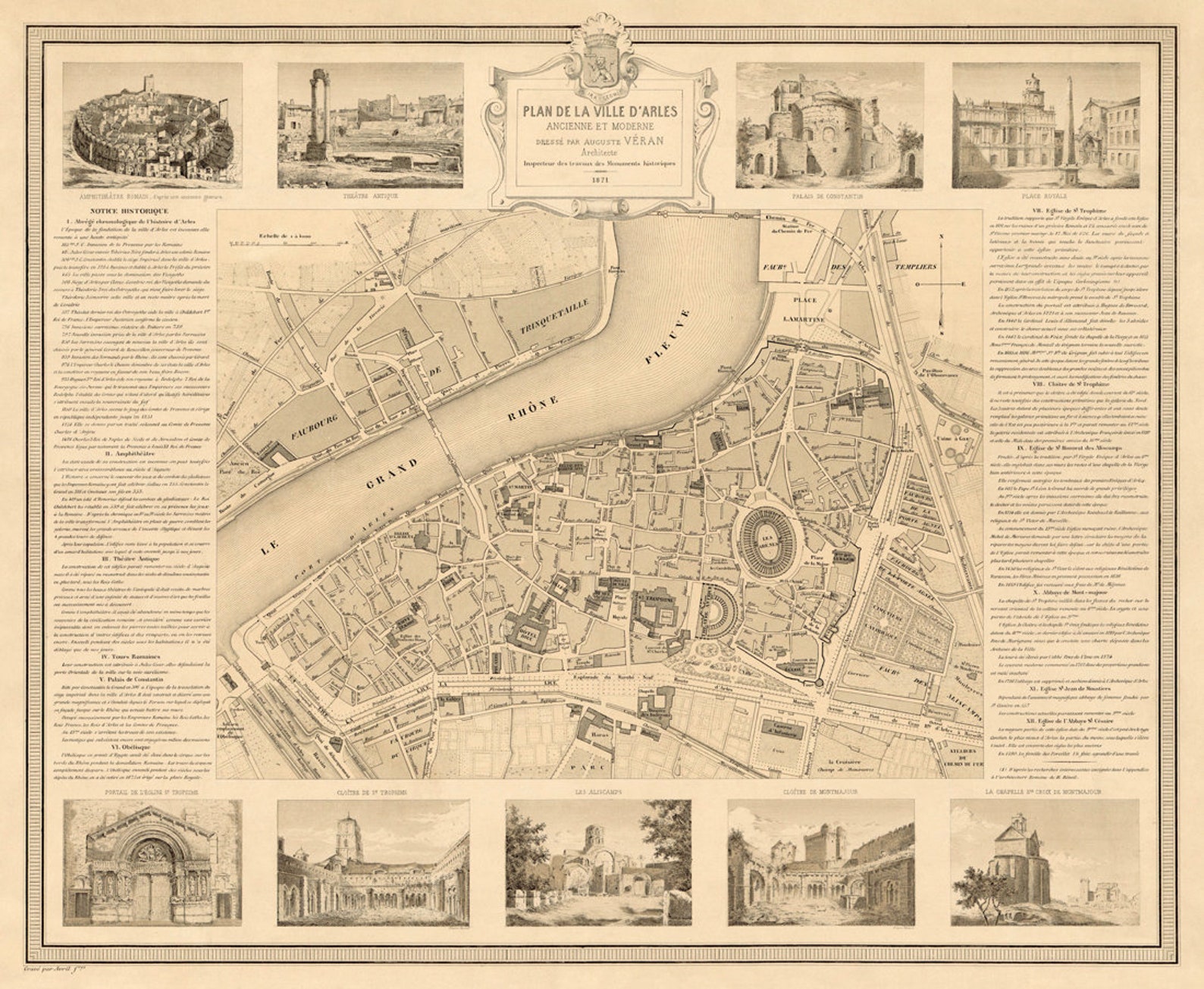 Arles Map Vintage Style Map of Arles Illustrated Old City - Etsy