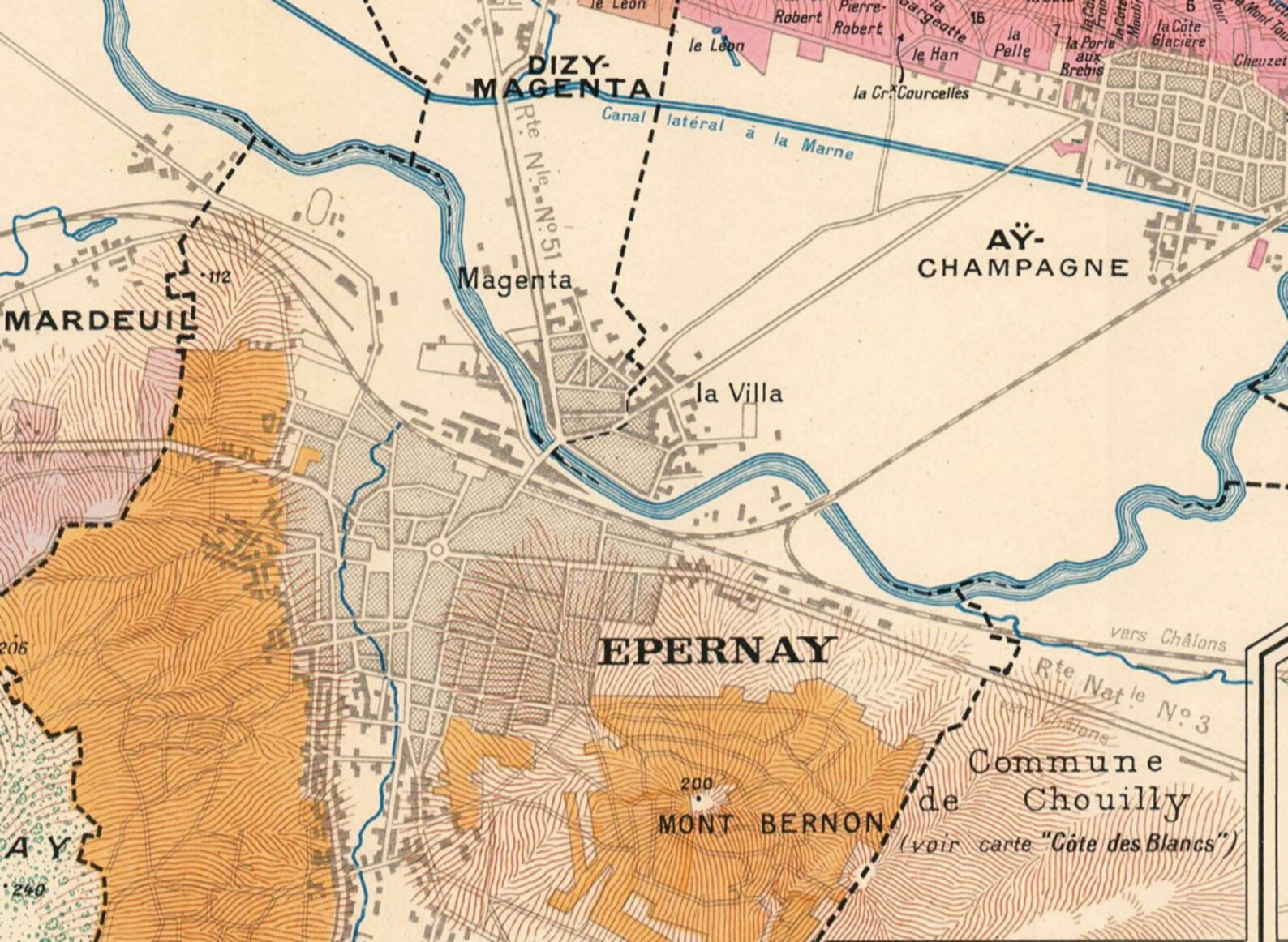 Map of the Marne River Valley Champagne Vineyards in France | Etsy