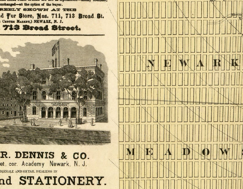 Newark Map Old Map of Newark Fine Print - Etsy
