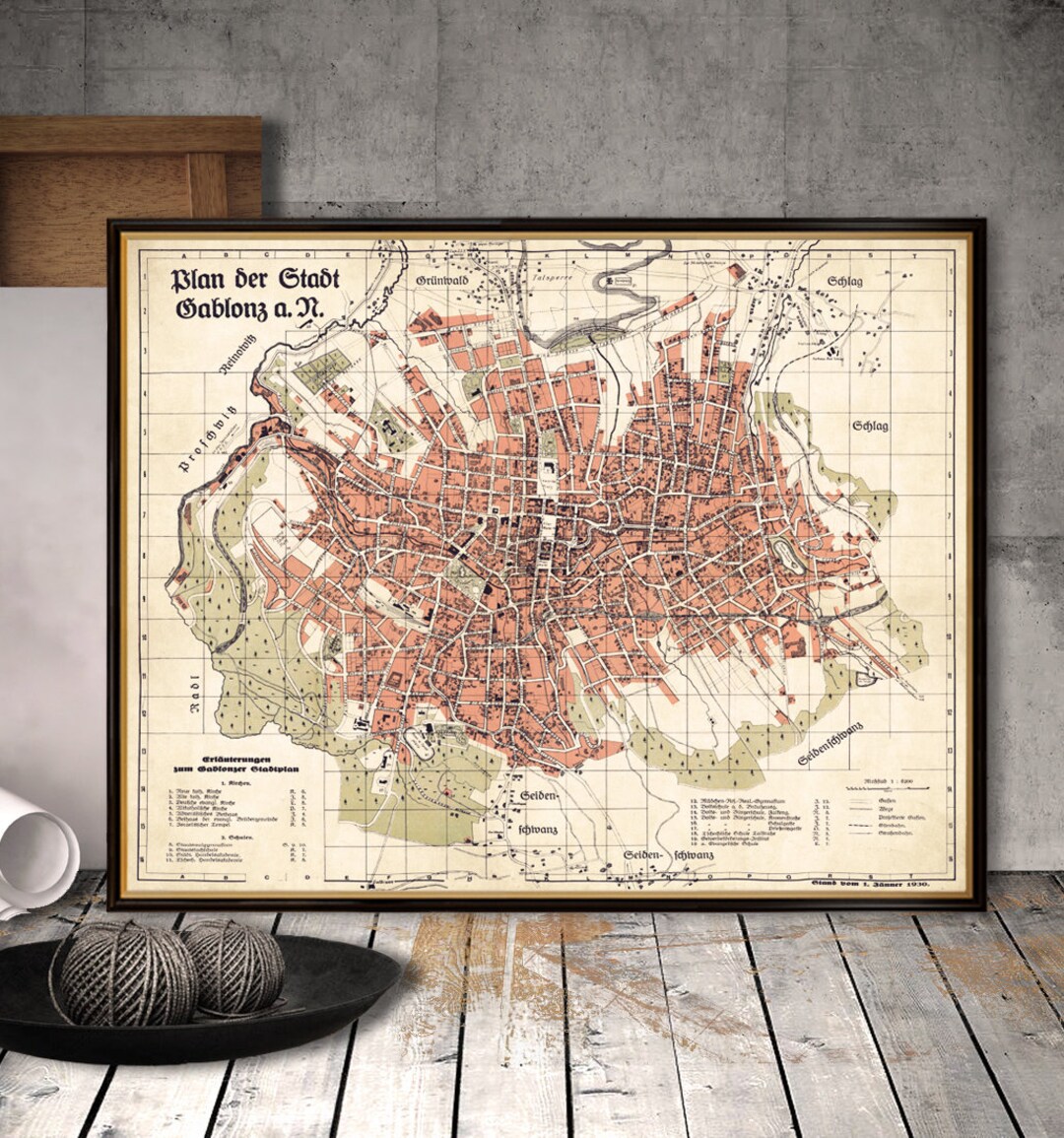 Map of Gablonz - Jablonec Nad Nisou Old Map - Fine Print on Paper or ...