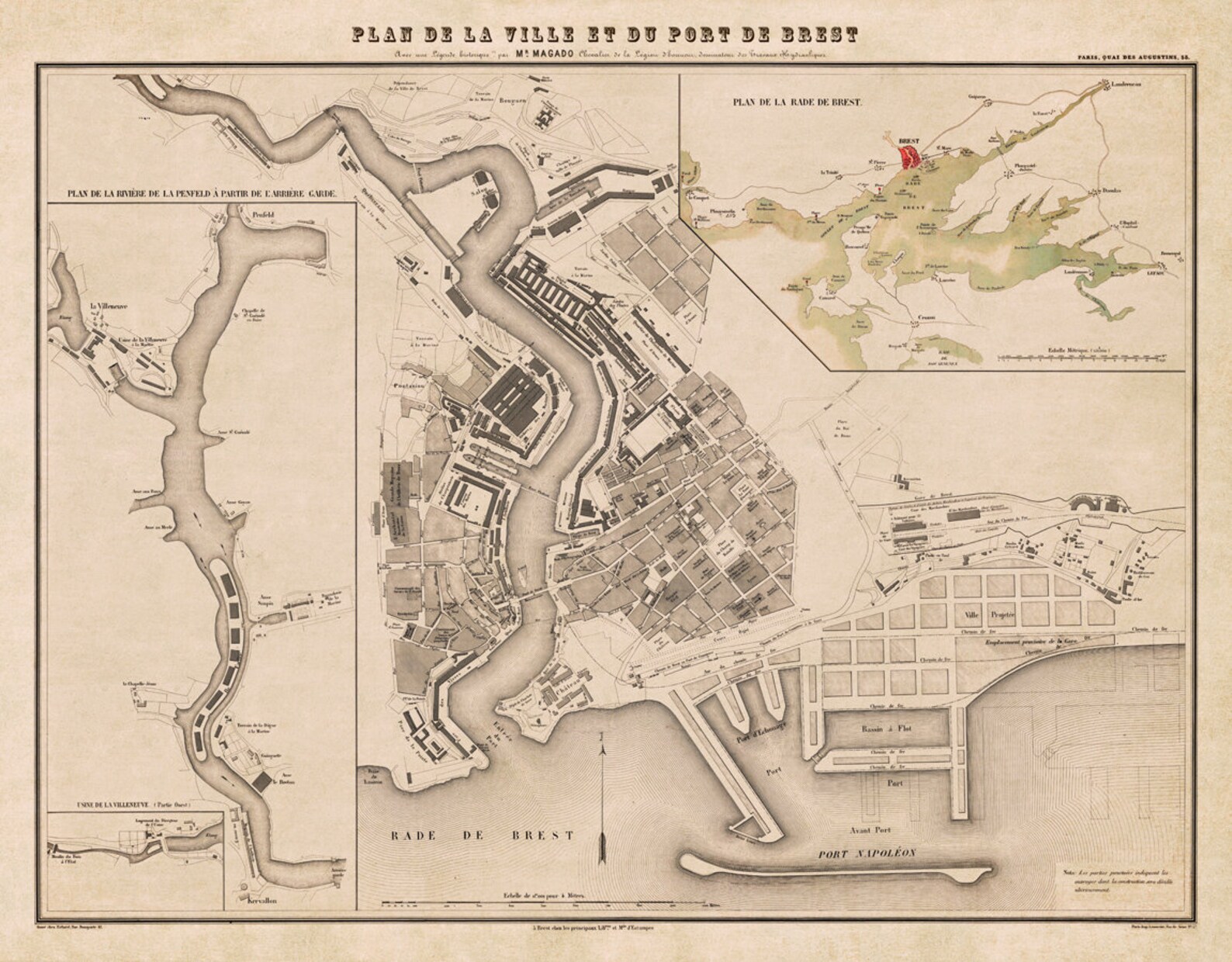 Brest Map - Historical Map of the City of Brest (france) - Vintage ...