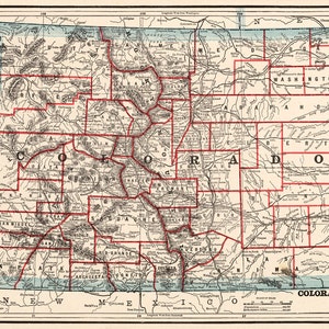 Old Map of Colorado - Vintage Map Restored - Wall Map Print on Paper or ...