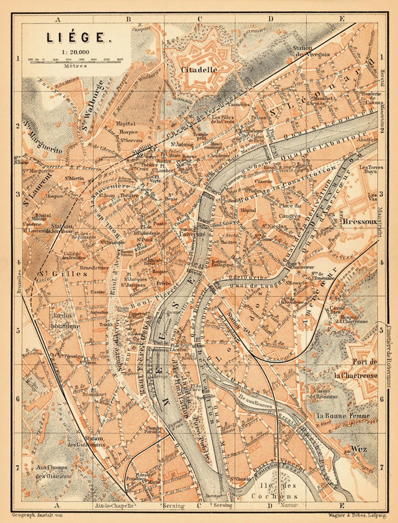 Liege Map Old Map Print Vintage Map Reproduction Fine - Etsy Denmark