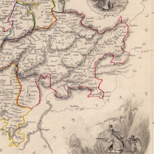 Old Map of Switzerland, Swiss Confederation Historical Map From 1851 ...