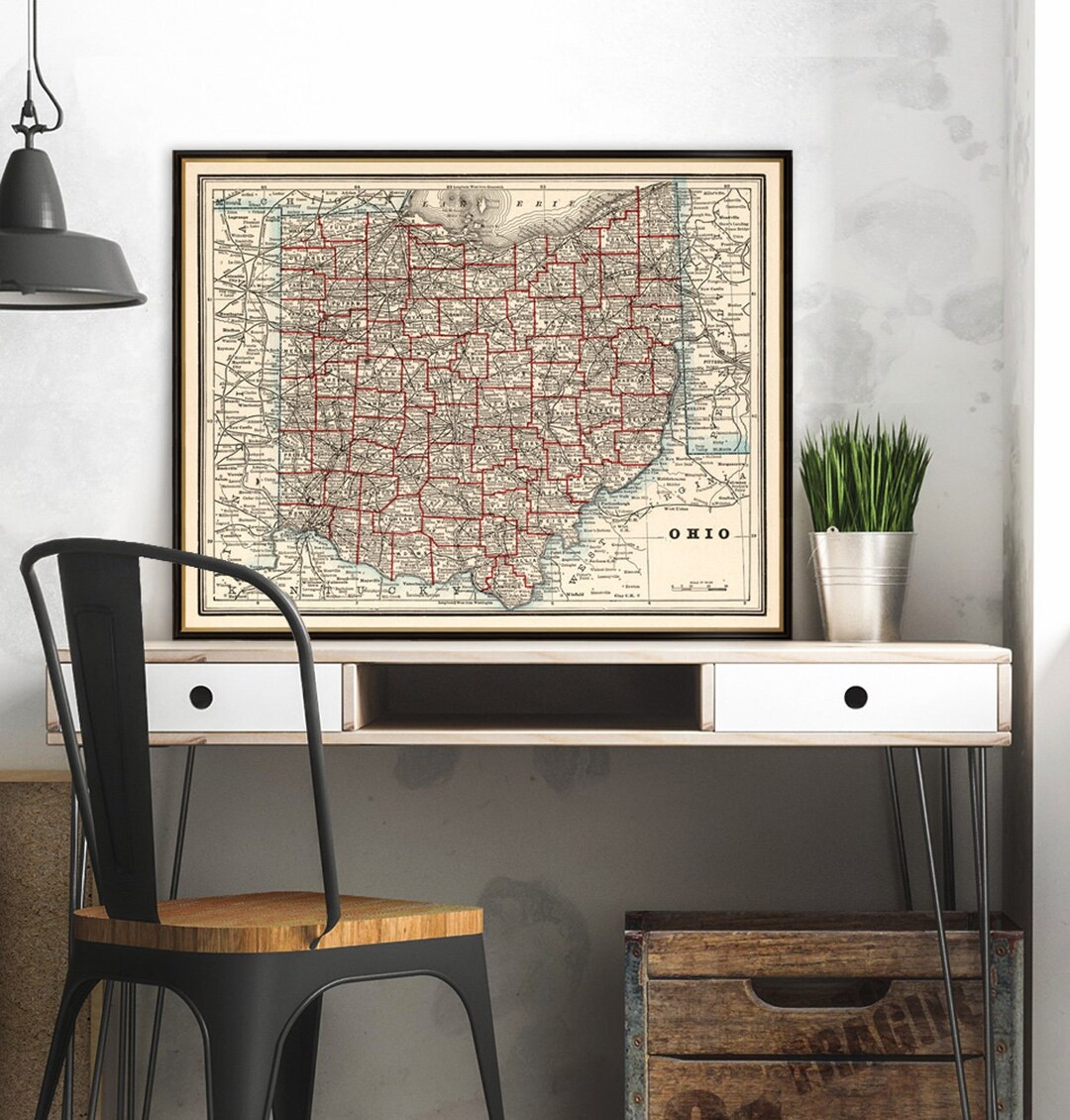 Ohio Map - the Buckeye State Old Map, Historical Map From 1893, Large ...
