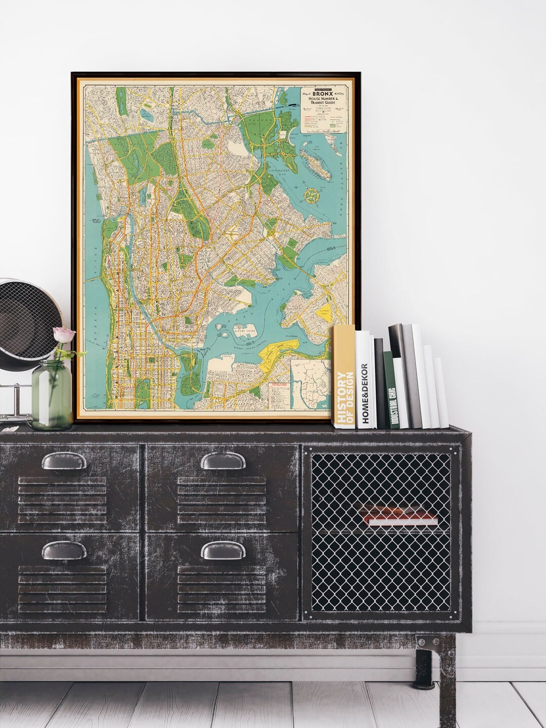 Bronx Map, Vintage City Plan of Bronx From 1950, Highly Detailed, Large ...