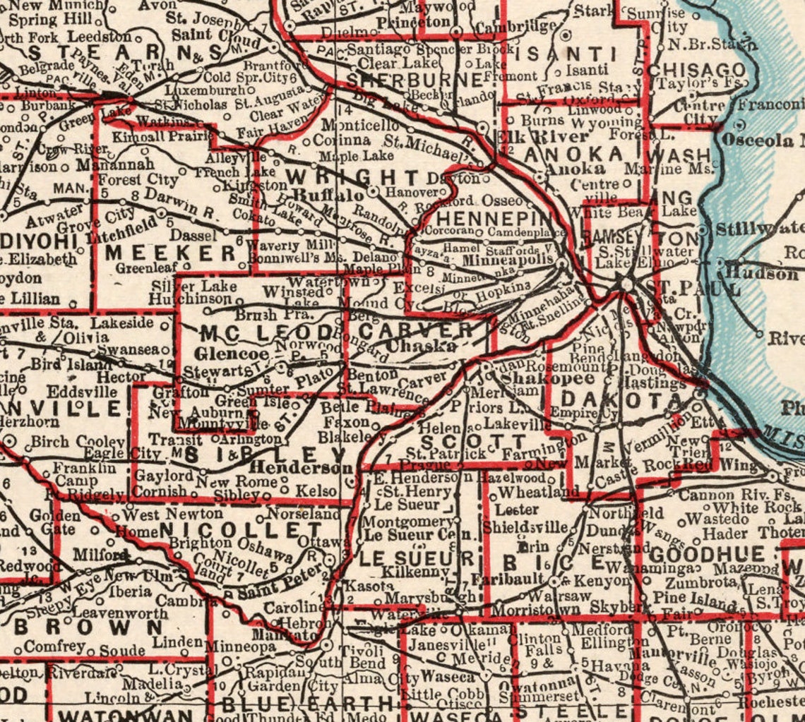 Old Map of Minnesota Historical Map Restored Wall Map - Etsy