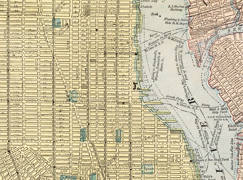 New York City Large Wall Map Old Map of NYC From 1901 Print - Etsy