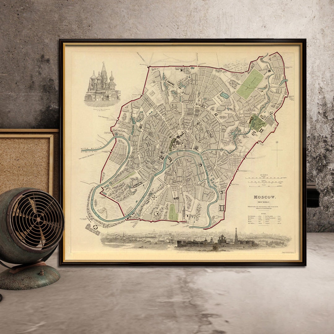 Moscow Map Old Map of Moscow Print Vintage Map - Etsy