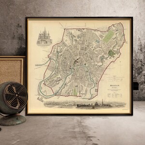 Moscow Map Old Map of Moscow Print Vintage Map - Etsy