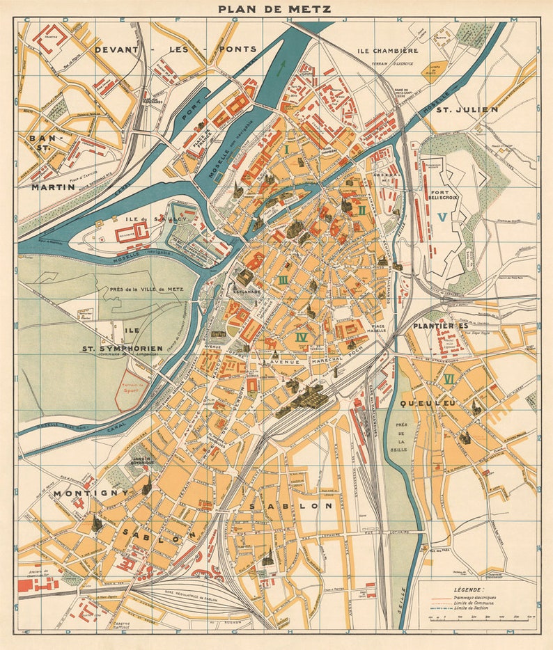 Map of Metz france Old City Plan From 1930 Giclee Fine - Etsy