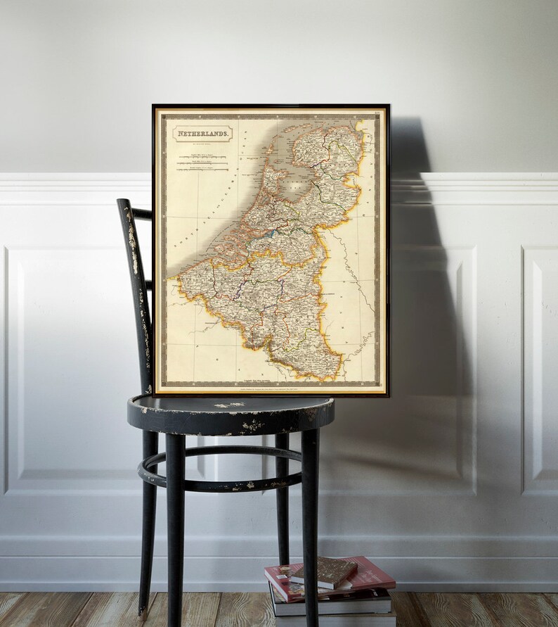 Historical map of The Netherlands Holland large map Wall | Etsy