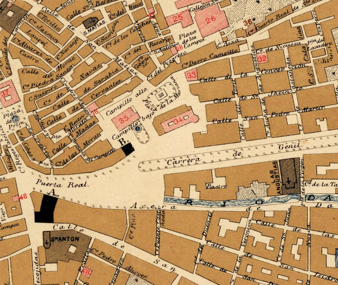 Granada Map Old Map of Granada Print on Paper or Canvas - Etsy