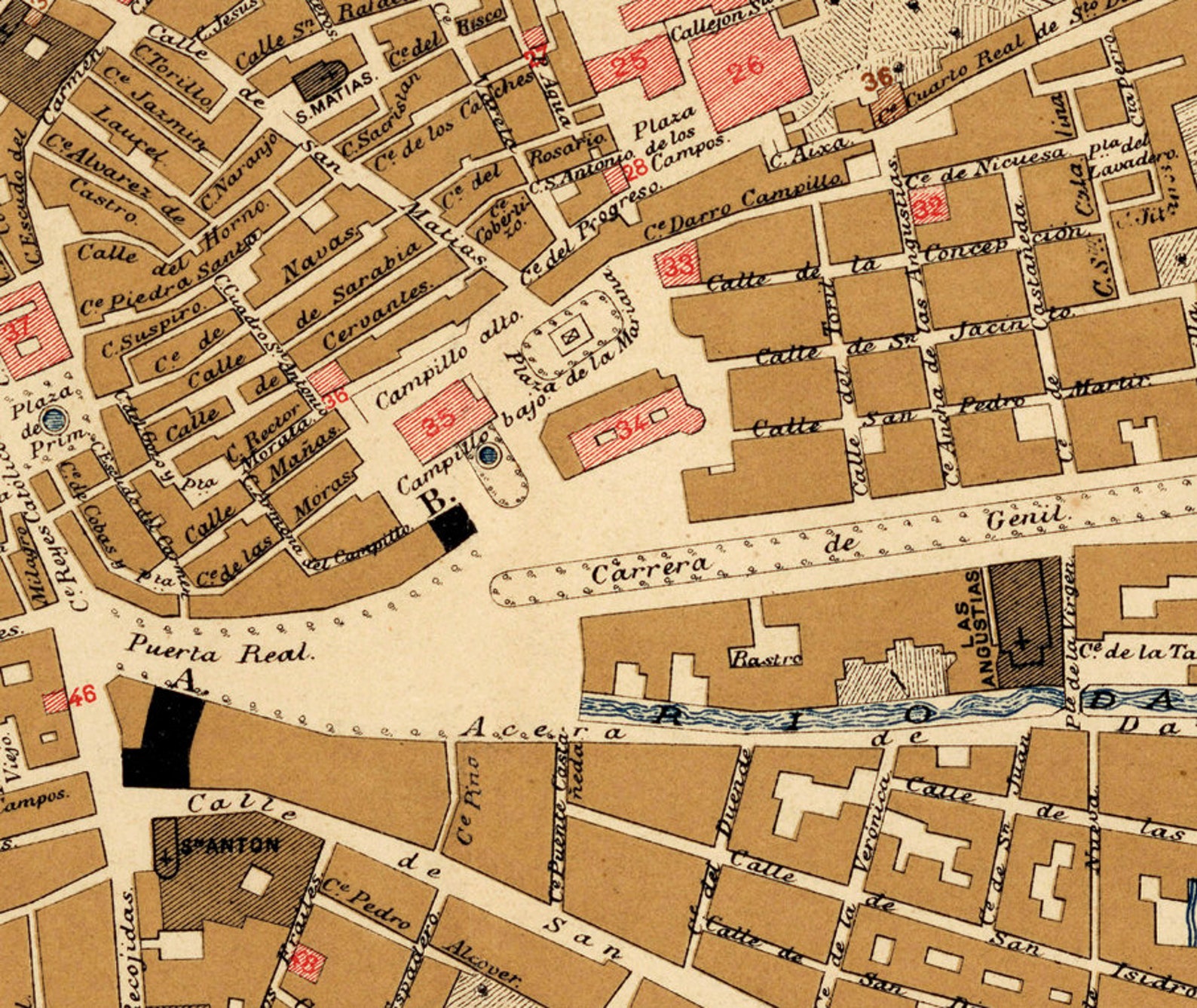 Granada Map Old Map of Granada Print on Paper or Canvas - Etsy